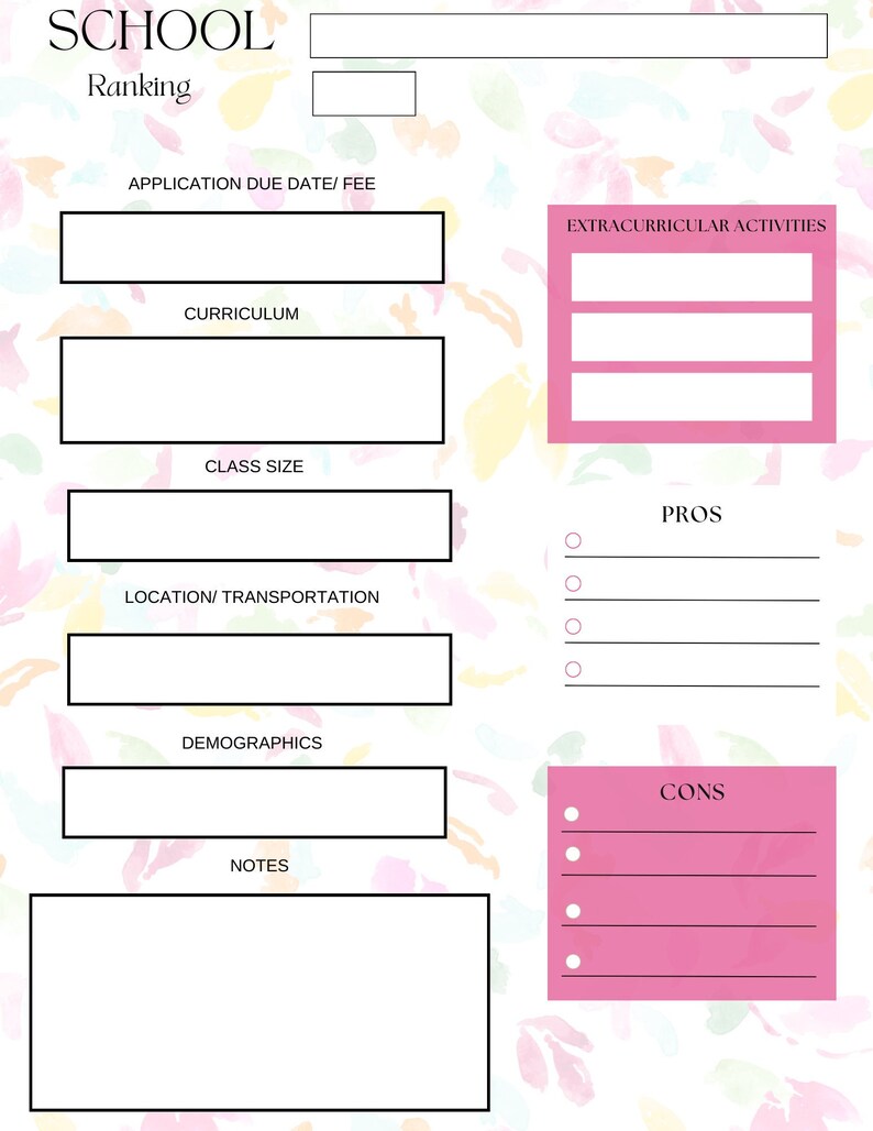 SCHOOL ADMISSIONS RANKING Sheet - Etsy
