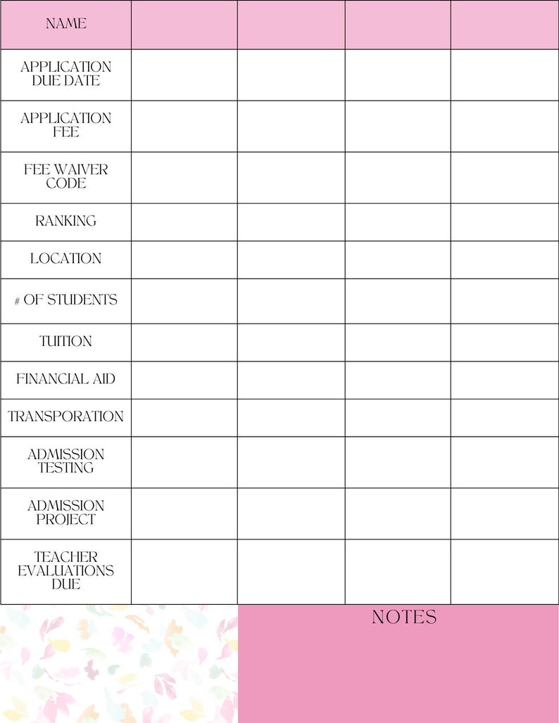 SCHOOL COMPARISON CHART - Etsy
