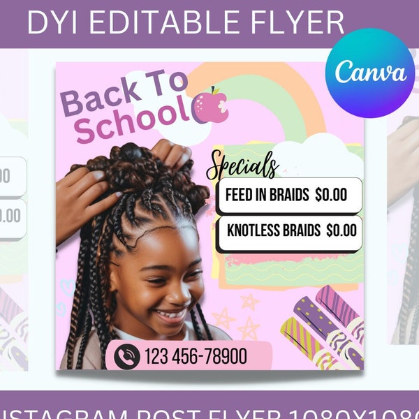 Kids Braids Flyer Template - Etsy