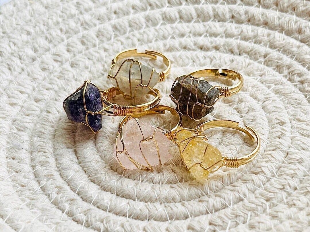Crystal Rings Raw Crystal Rings Handmade Gemstone Rings Minimalist Raw ...