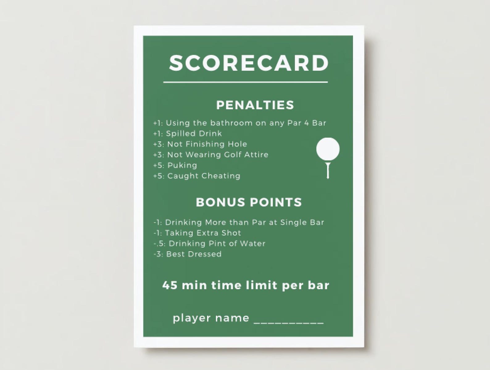 Customizable Bar Golf Scorecard - Perfect for Parties & Pub Crawls - Etsy
