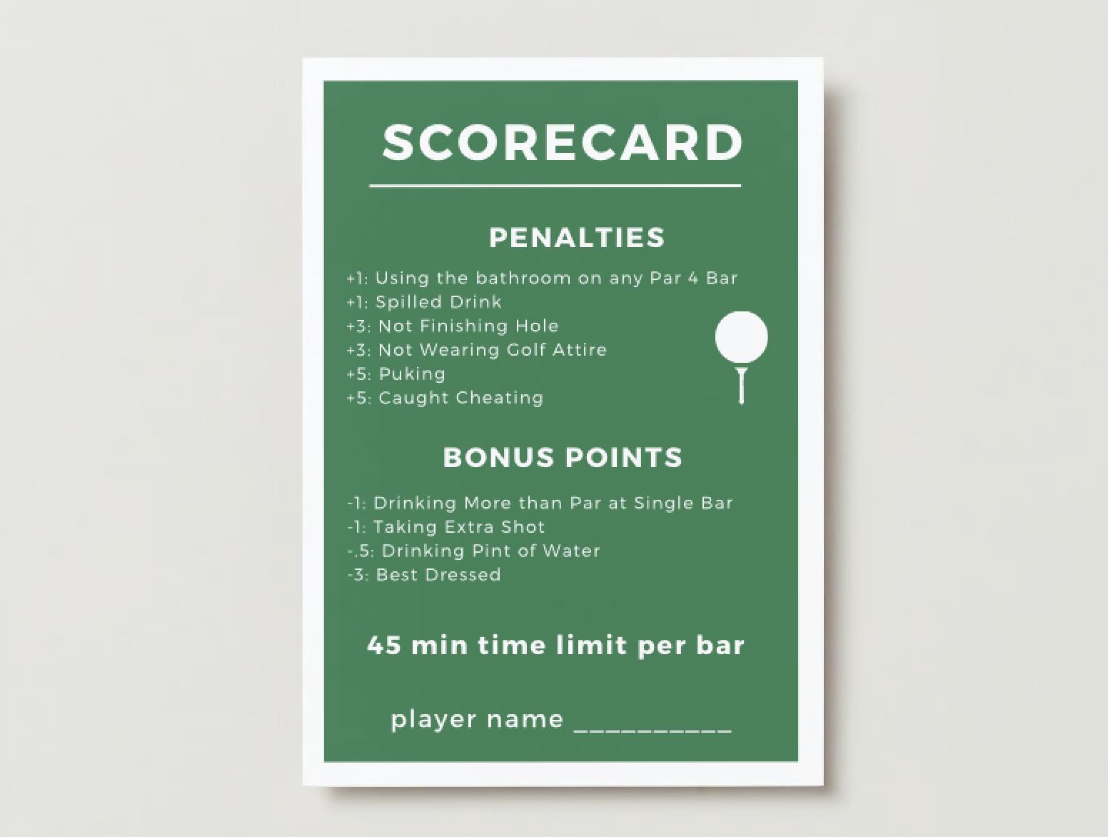 Customizable Bar Golf Scorecard - Perfect for Parties & Pub Crawls - Etsy