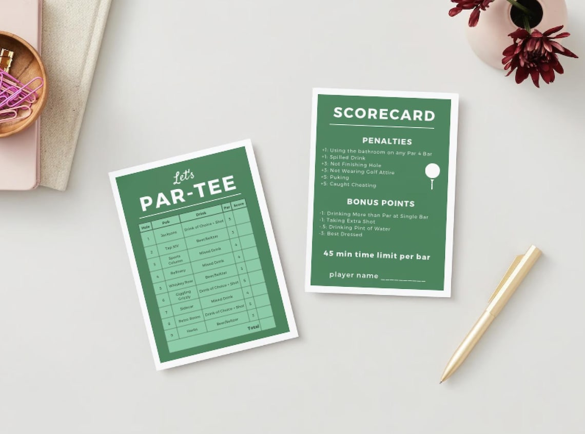 Customizable Bar Golf Scorecard - Perfect for Parties & Pub Crawls - Etsy