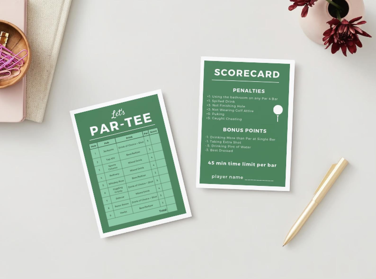 Customizable Bar Golf Scorecard - Perfect for Parties & Pub Crawls - Etsy
