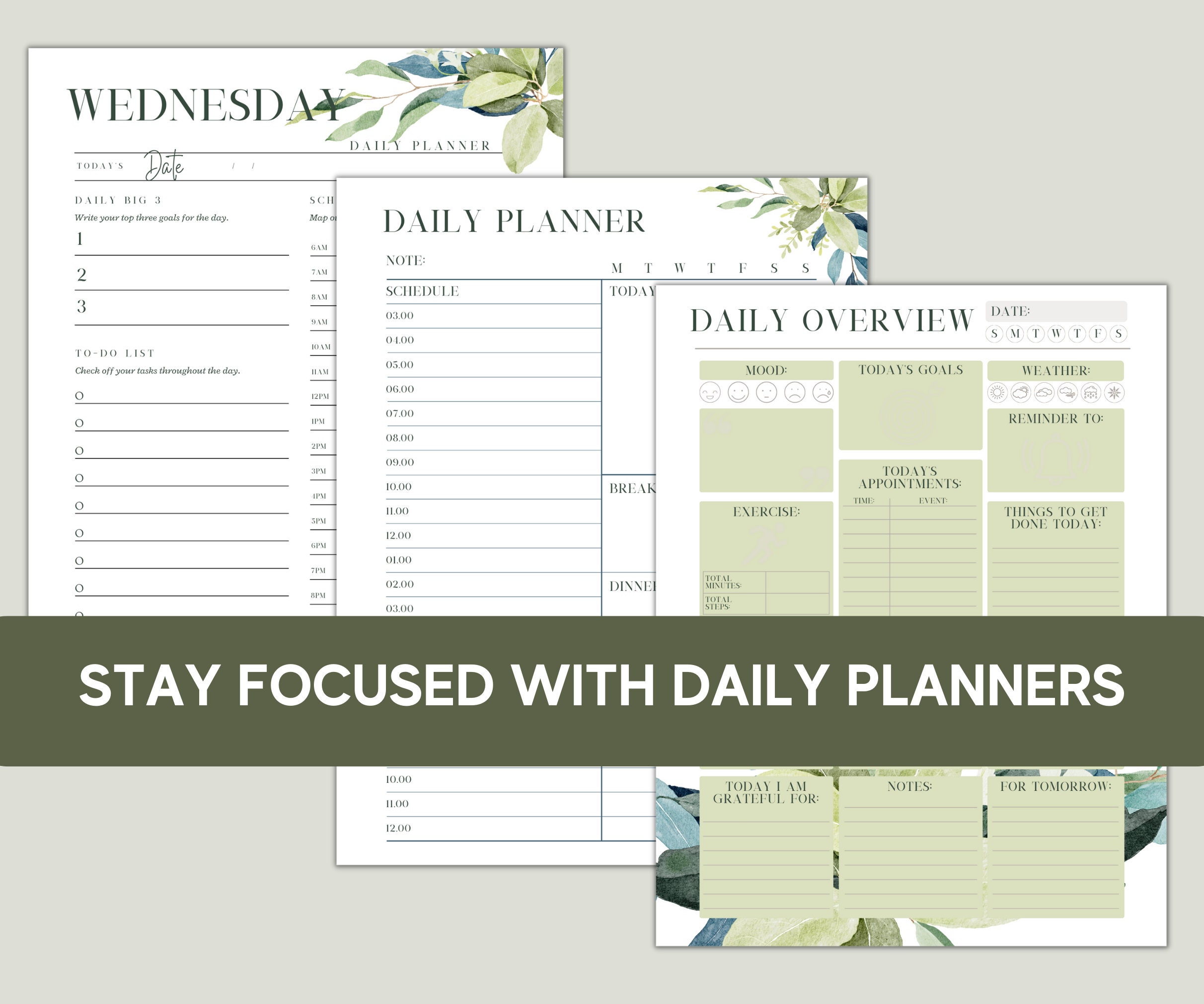 Printable 2023 Calendar and Personal Planner- Green Floral Print - Etsy