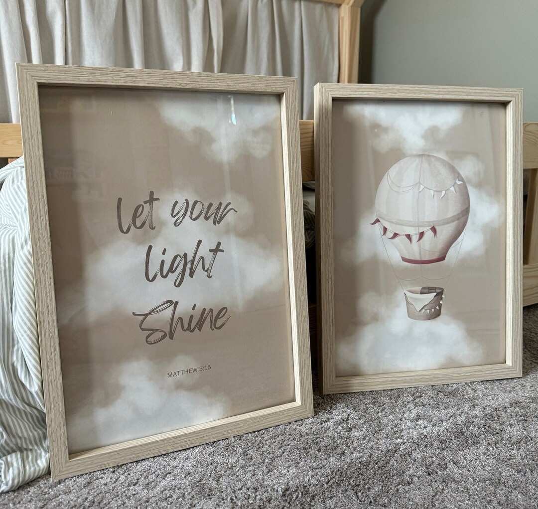 Christian Nursery Hot Air Balloon Print, let Your Light Shine Kids ...