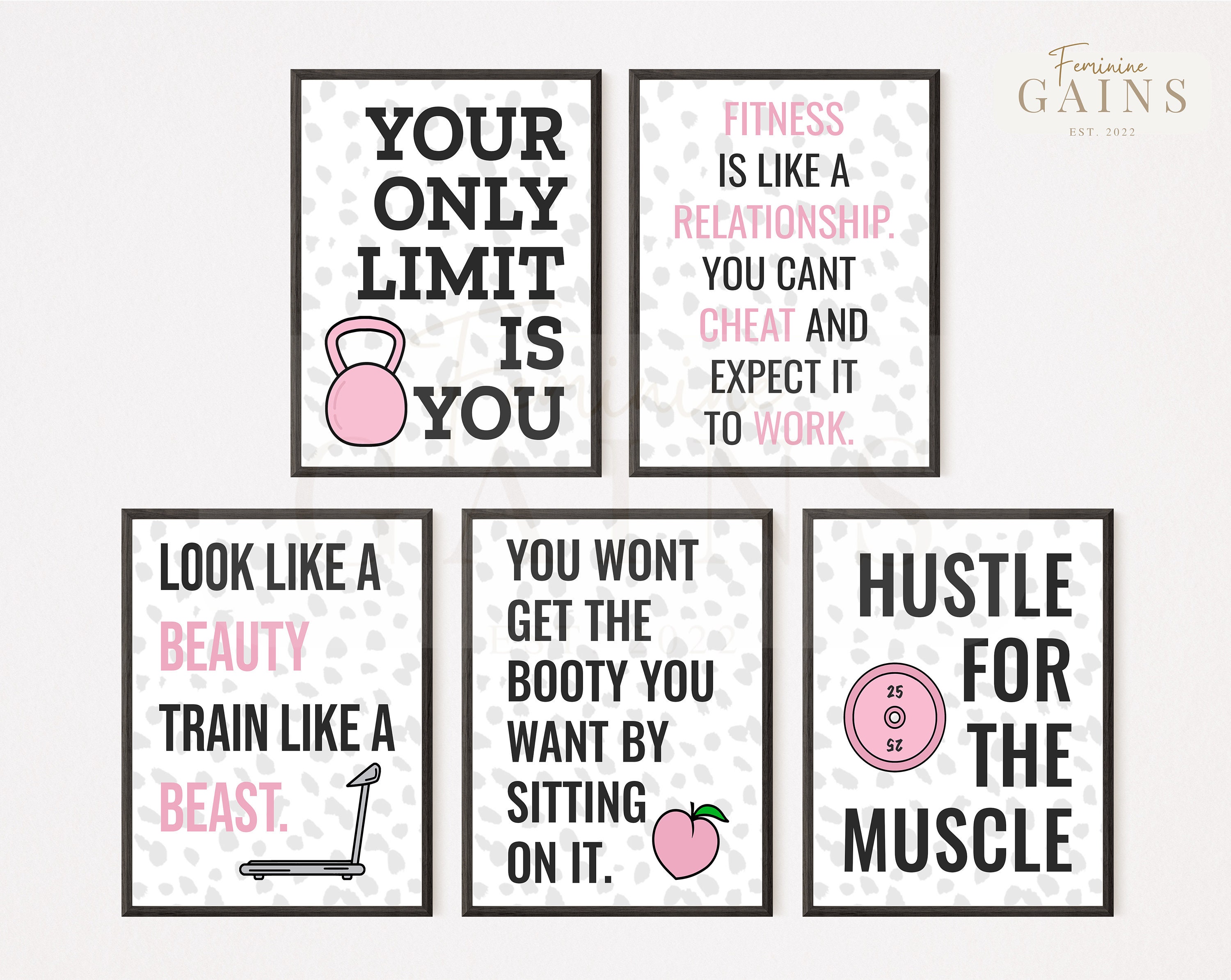Home Gym Wall Art / Gym Decor / Motivation / Digital Download / Set of ...