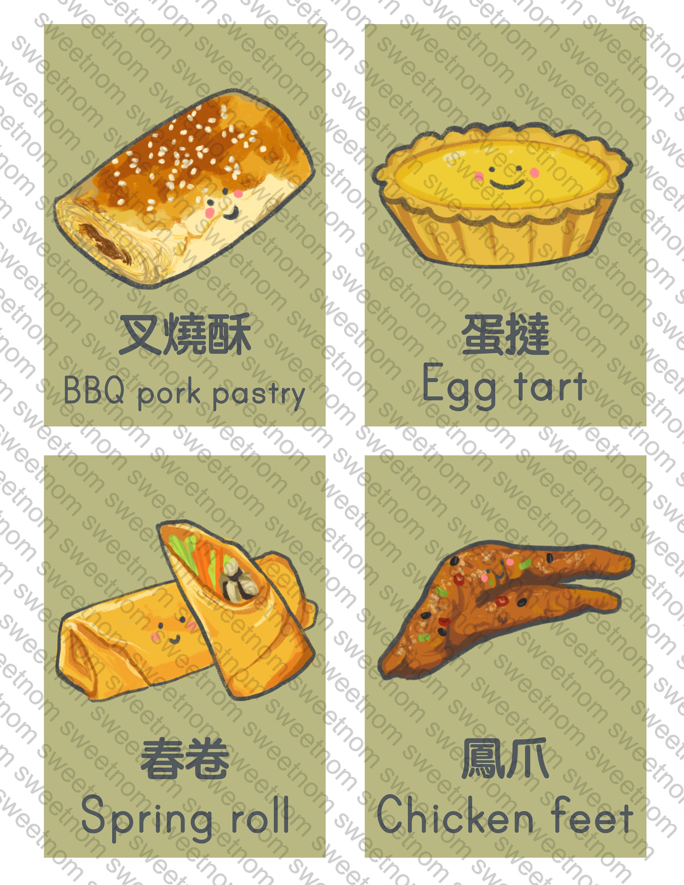 DIGITAL Dim Sum Flashcards + Learning Chart . Instant Download ...