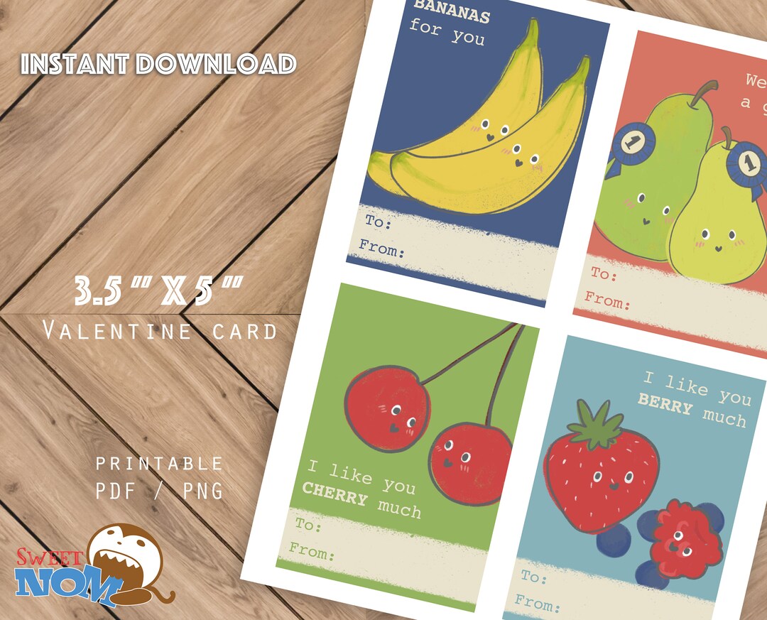 DIGITAL Valentine's Day Fruit Pun Card Instant Download Printable ...