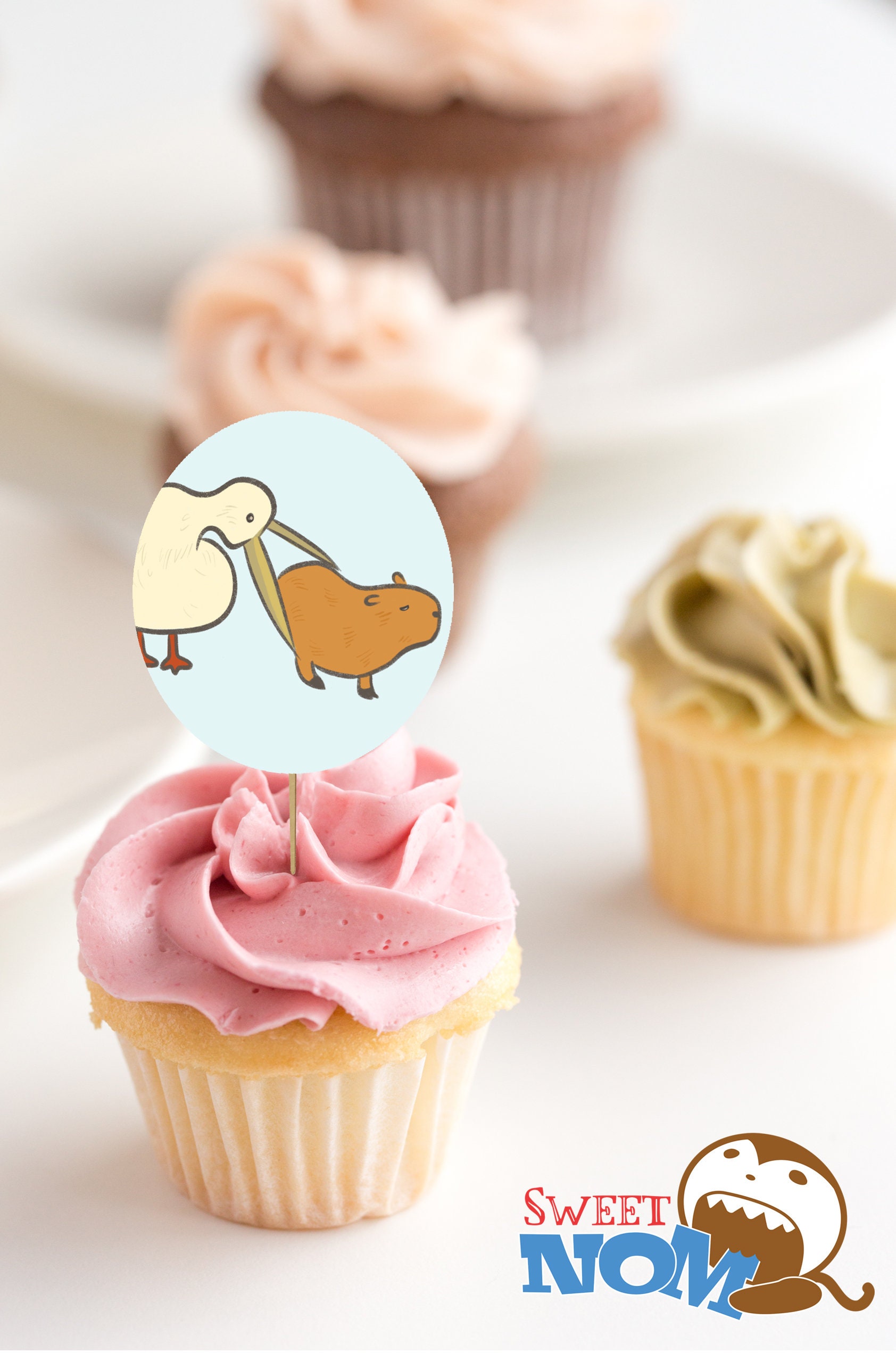 DIGITAL Capybara & Friends(?) Cupcake Toppers 2" Round Instant Download ...