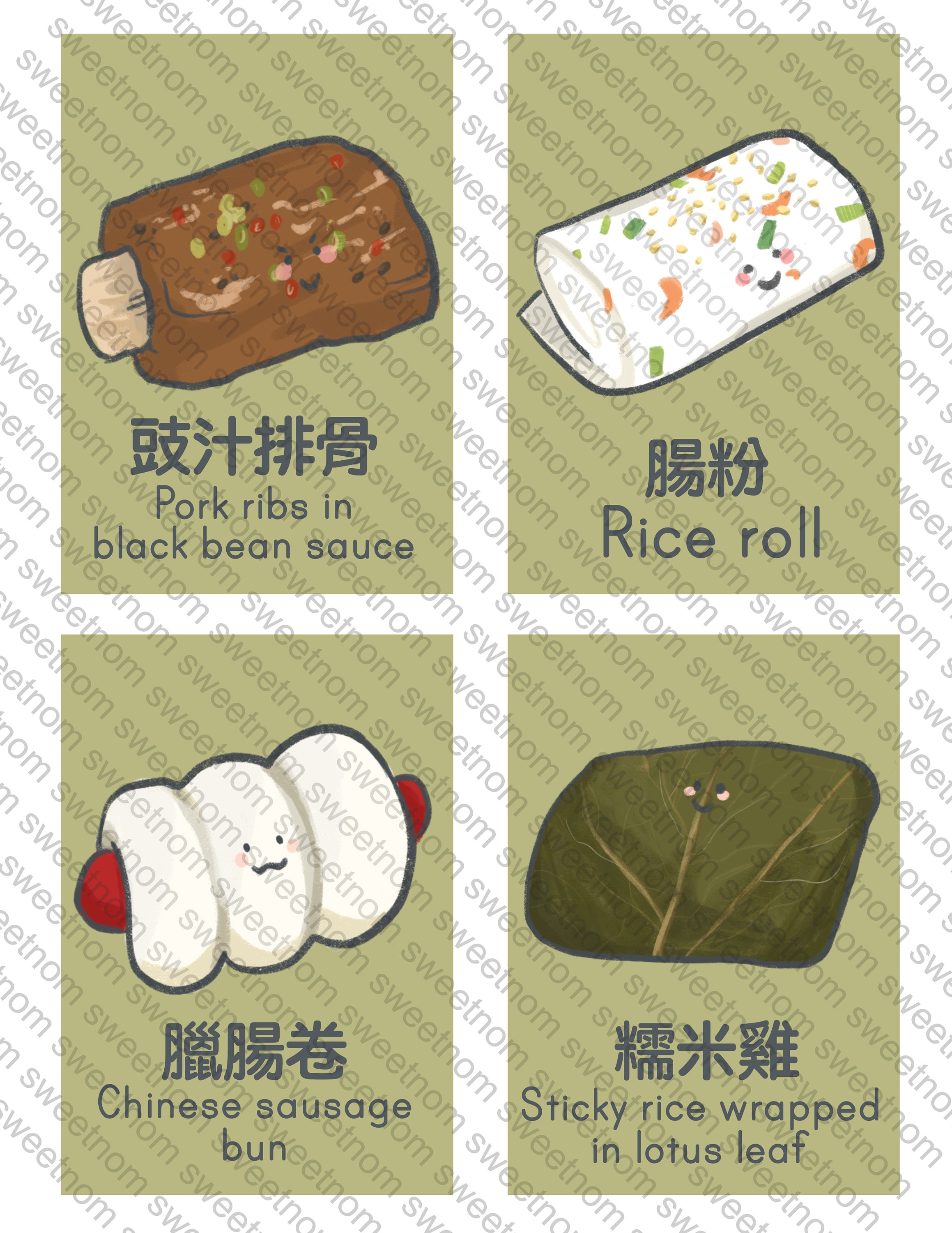 DIGITAL Dim Sum Flashcards + Learning Chart . Instant Download ...