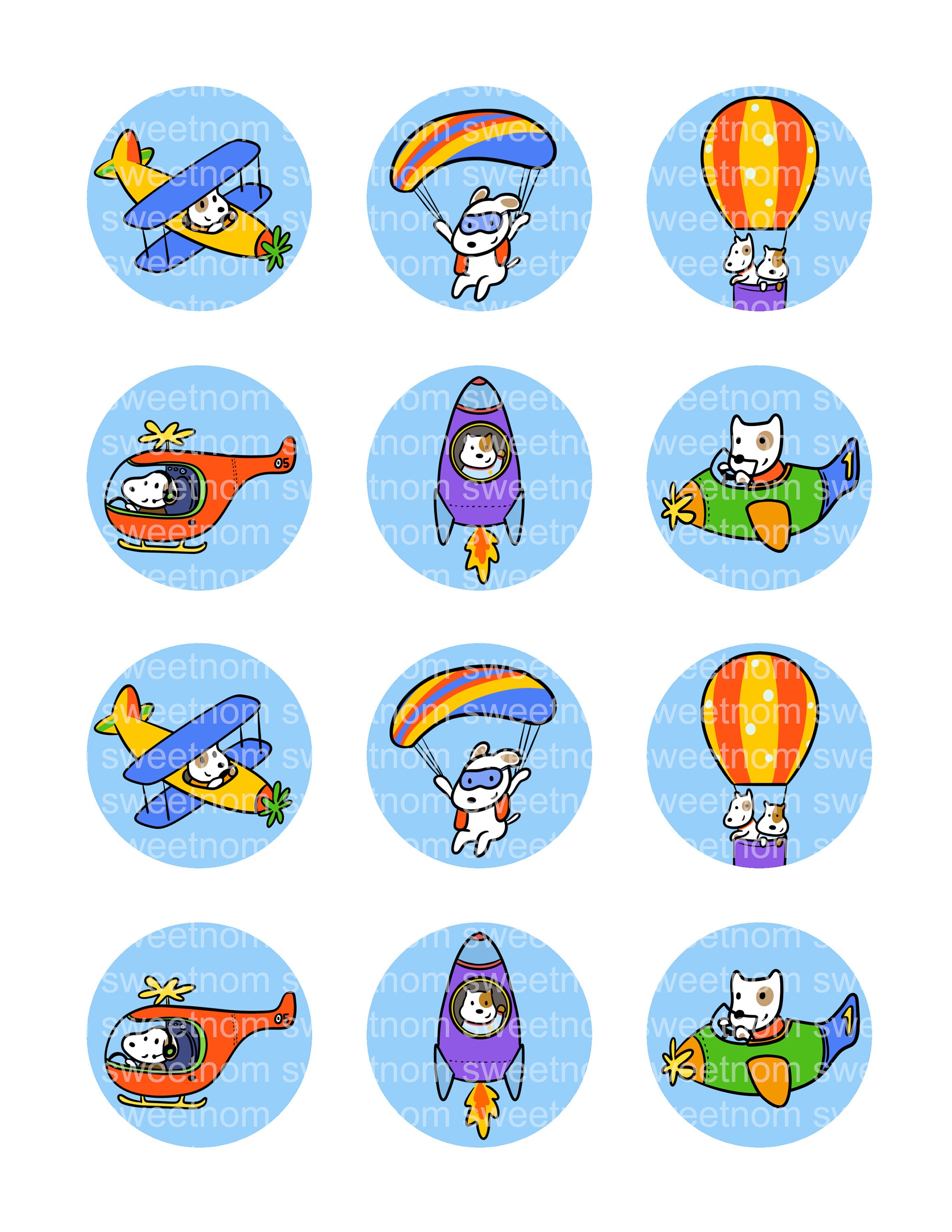 DIGITAL up Pup and Away Cupcake Toppers 2 Round Instant - Etsy