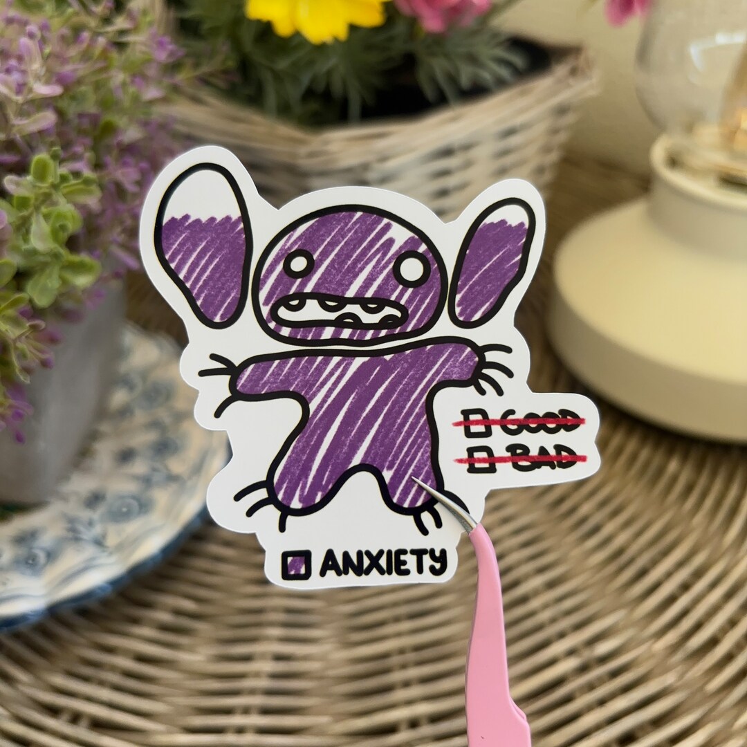 Stitch 'anxiety' Sticker - Etsy