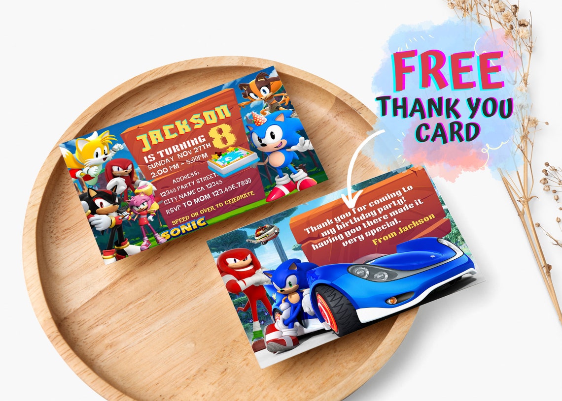 Sonic Birthday Invitation, Sonic Invitation, Sonic the Hedgehog ...