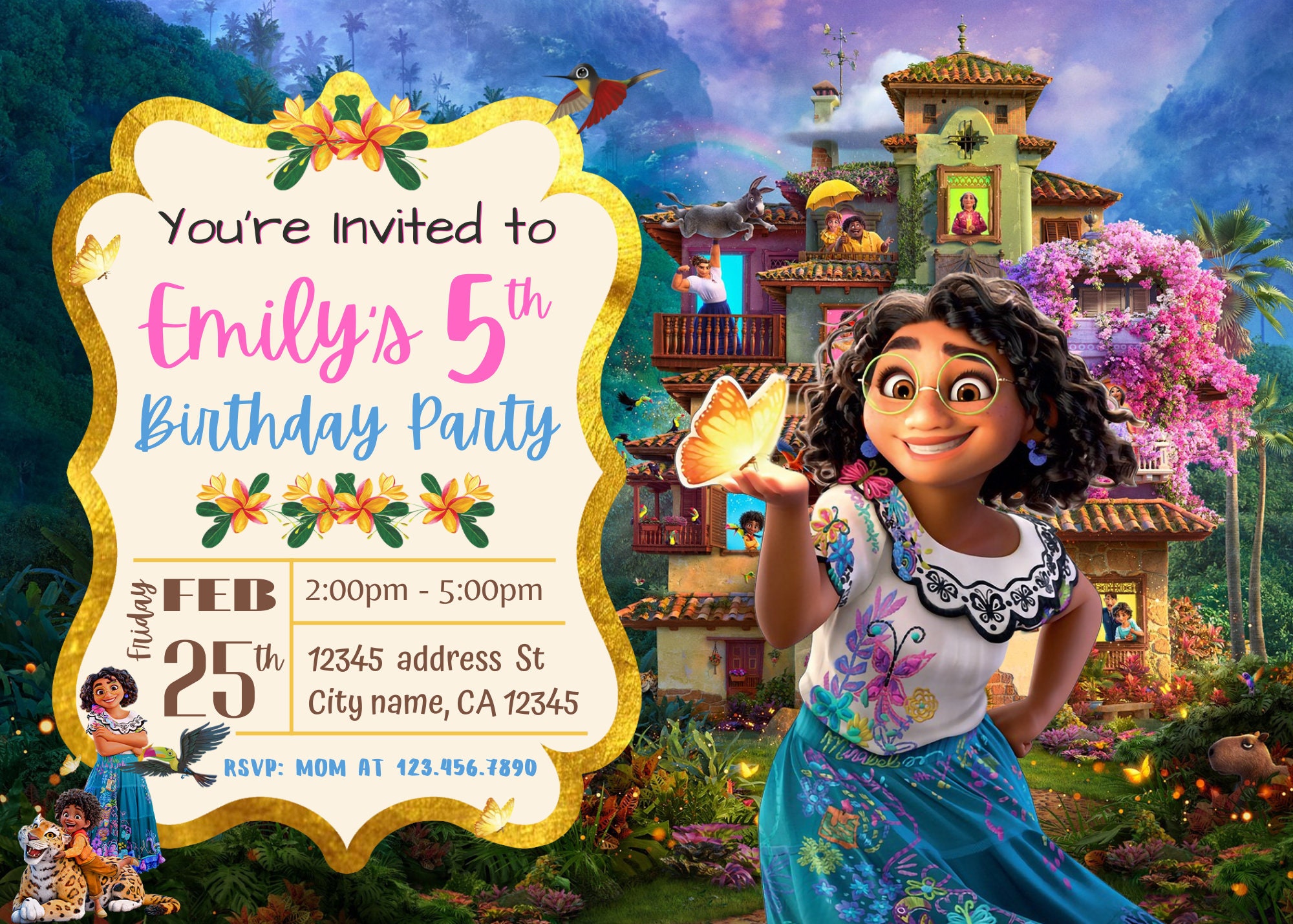 Encanto Birthday Invitation Kids Card, Editable in Canva Printable ...