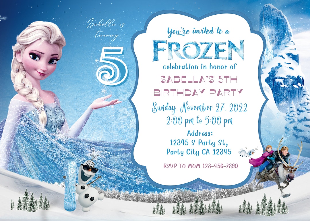 Princess Birthday Invitation, Elsa Birthday Digital Card, Editable ...