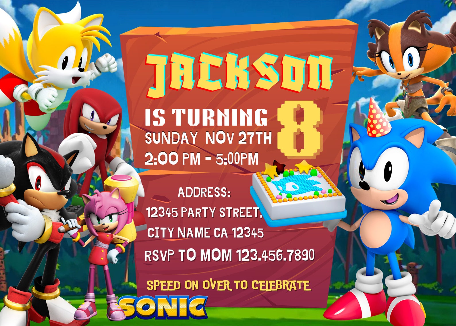 Sonic Birthday Invitation, Sonic Invitation, Sonic the Hedgehog ...