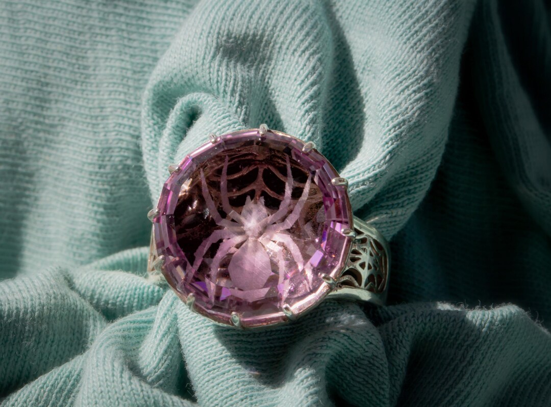 Sterling Silver Amethyst Spider Ring: Gothic Art Deco Handmade Jewelry ...