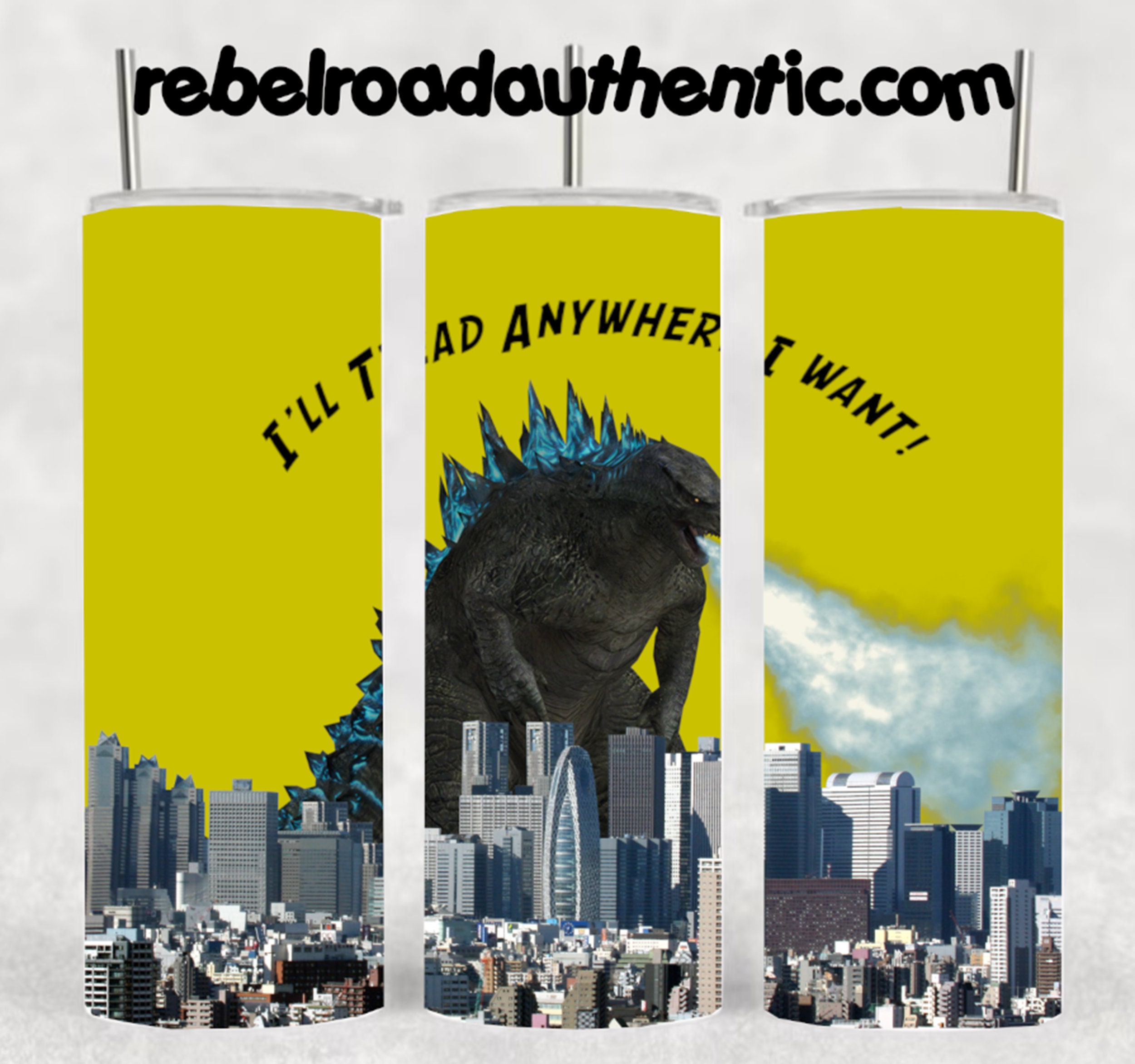Custom Made 20 Oz Godzilla Skinny Drink Tumbler customizable Option ...