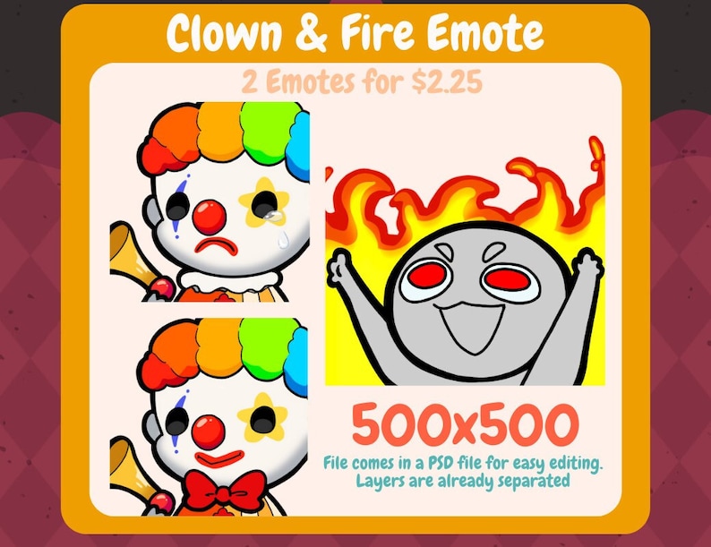 Clown & Fire DIY Emote Bases - Etsy