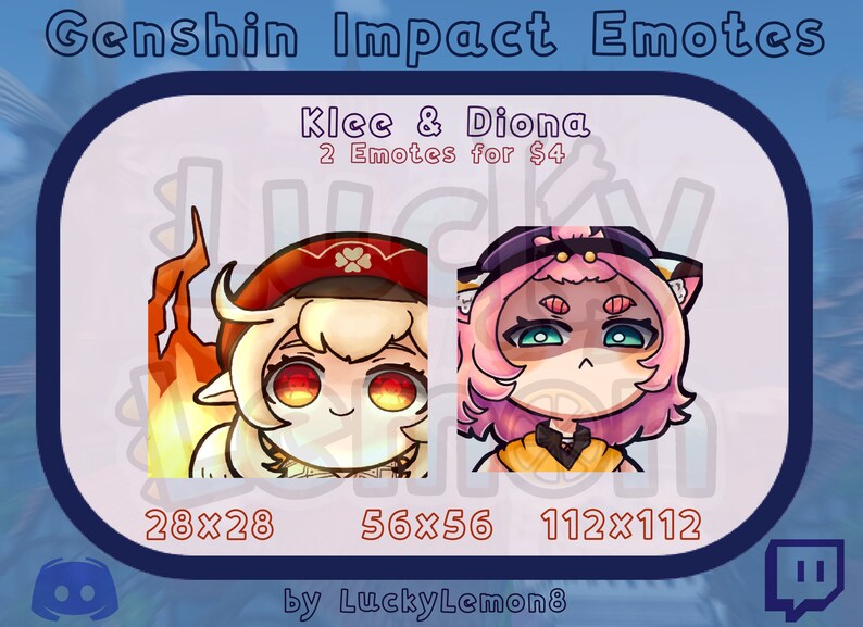 Affordable Emotes : Genshin Impact Klee & Diona - Etsy