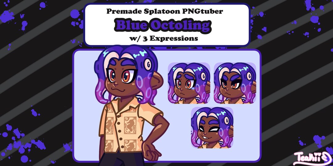 Premade Splatoon Pngtuber Model | Blue Octoling | for Livestreaming ...