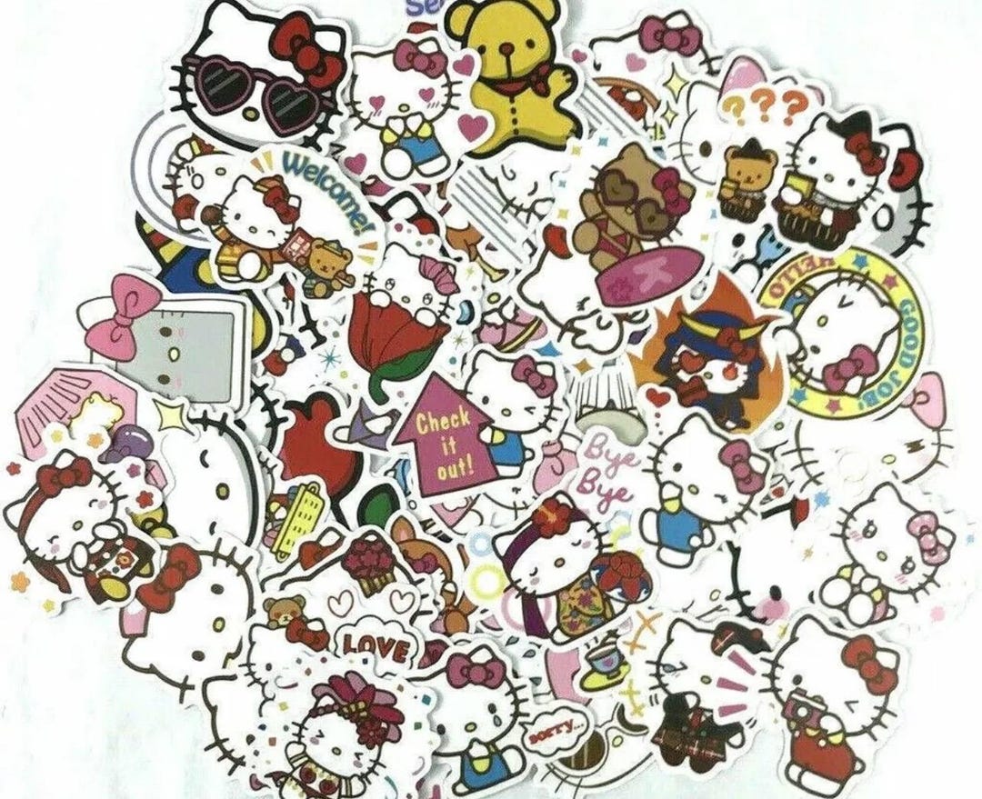 100 Pc Hello Kitty Anime Stickers phone Laptop Wall Luggage Decals Diy ...