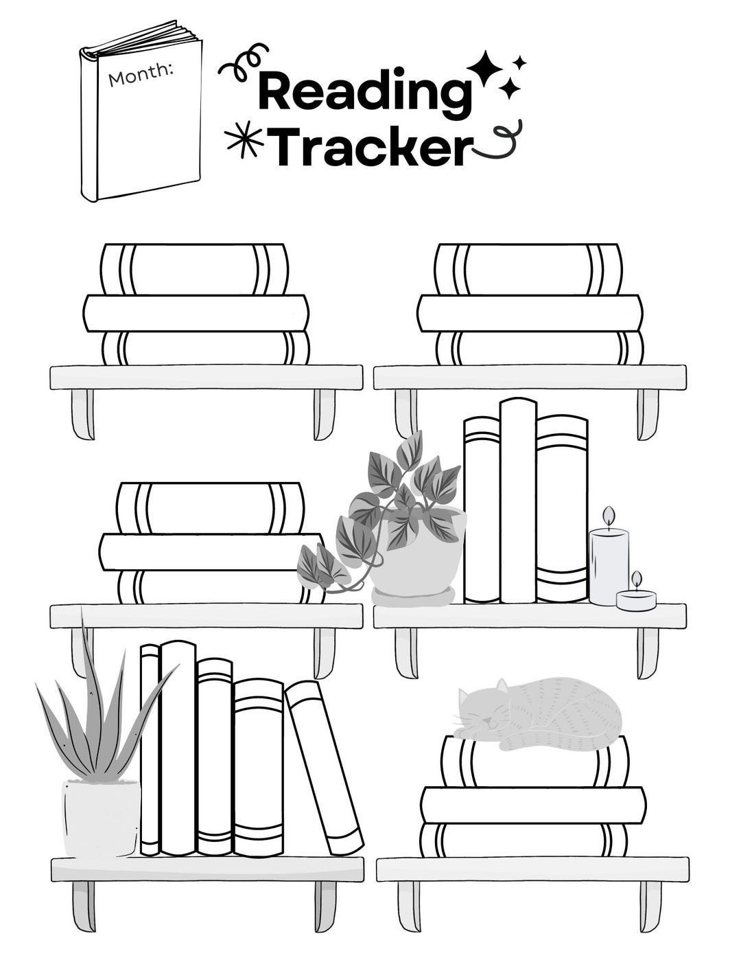 2025 Printable Monthly Digital Download Book Tracker Log With Large ...