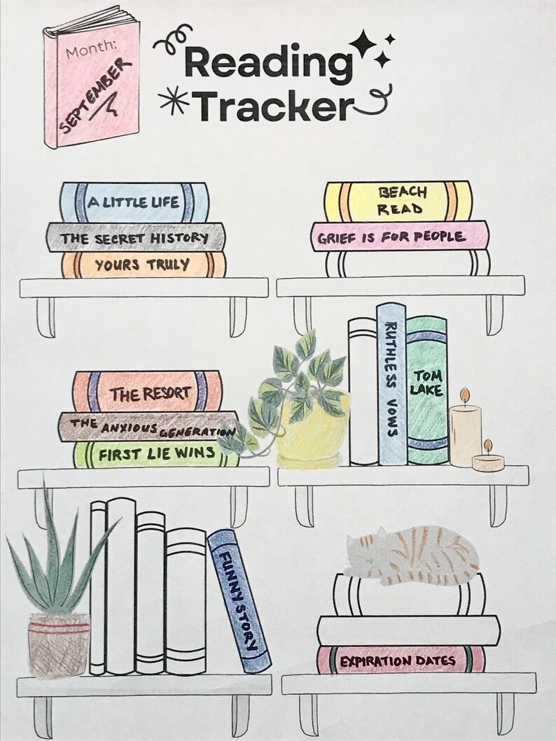 2025 Printable Monthly Digital Download Book Tracker Log With Large ...