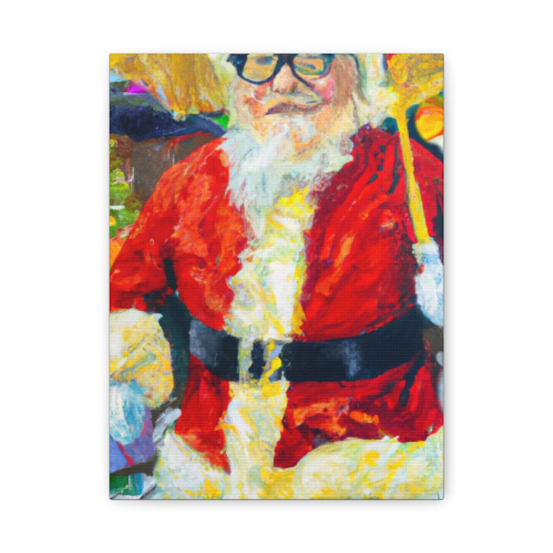 Santa and Umbrella Matte Canvas Stretched Santa in Seattle - Etsy