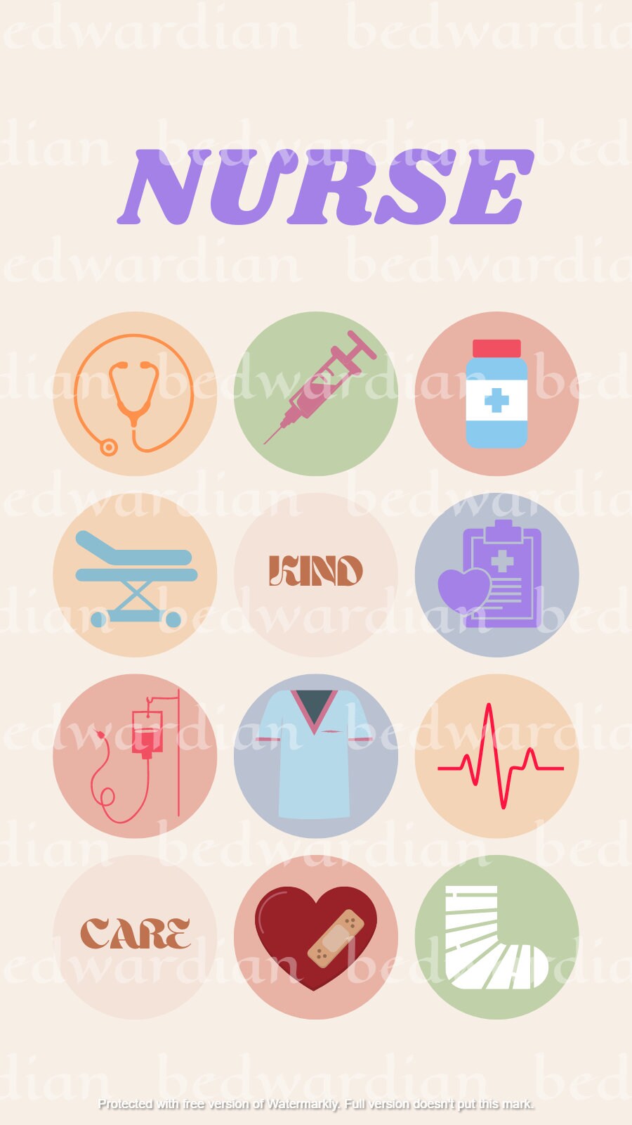 5 Pack Nursing iPhone Wallpaper ~ Instant Download ~ Nurse Lockscreen ...