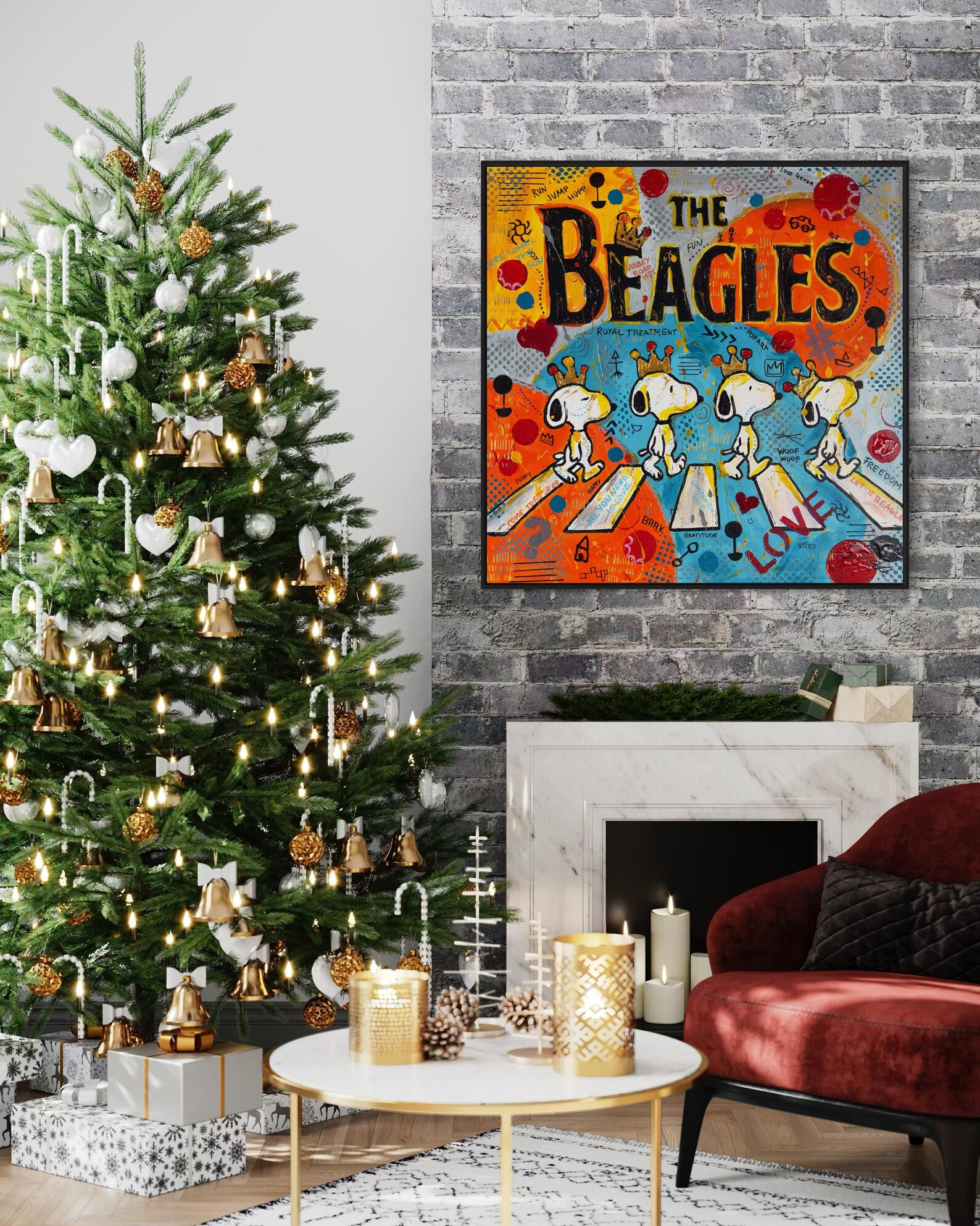 Beagles Holiday Funny Dog Wall Art Christmas Gift – the Beatles ...