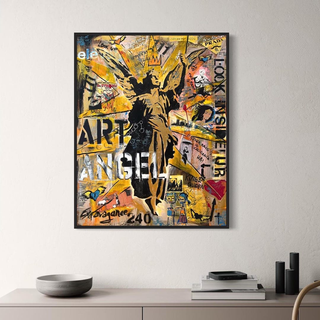 Angel Pop Art Instant Download Print: Gold Archangel Street Art Style ...