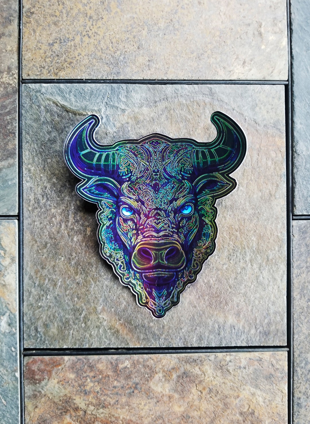 Bull Stickers, Hologram Stickers, Laptop Decals, Suncatchers, Trippy ...