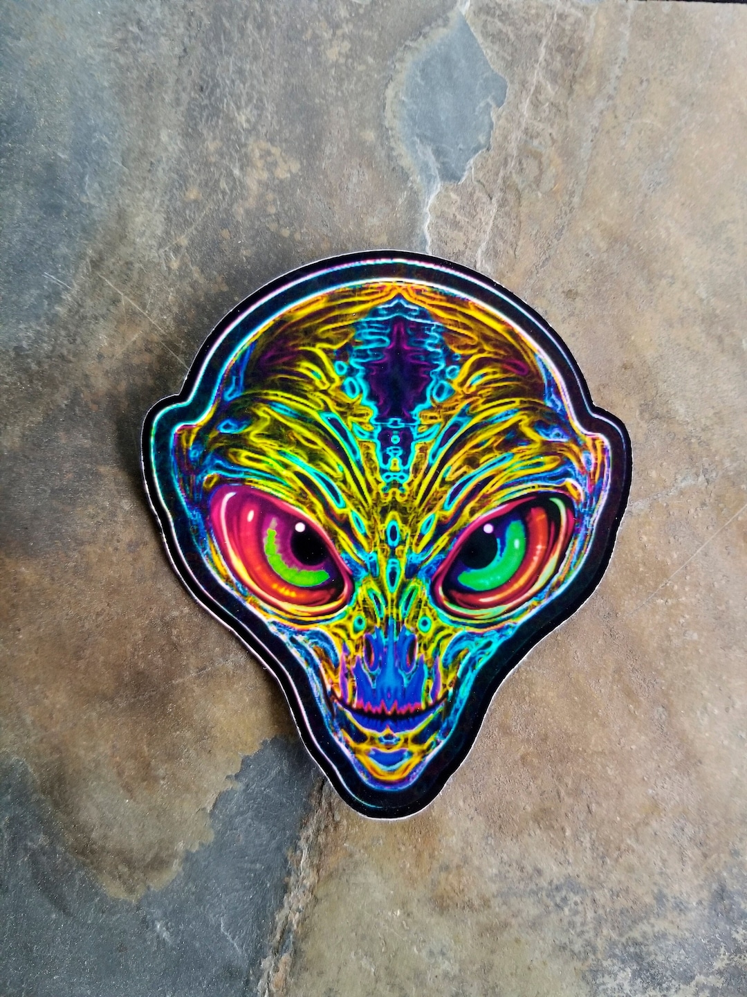 Alien Sticker, Hologram Stickers, Laptop Decals, Suncatcher Sticker ...