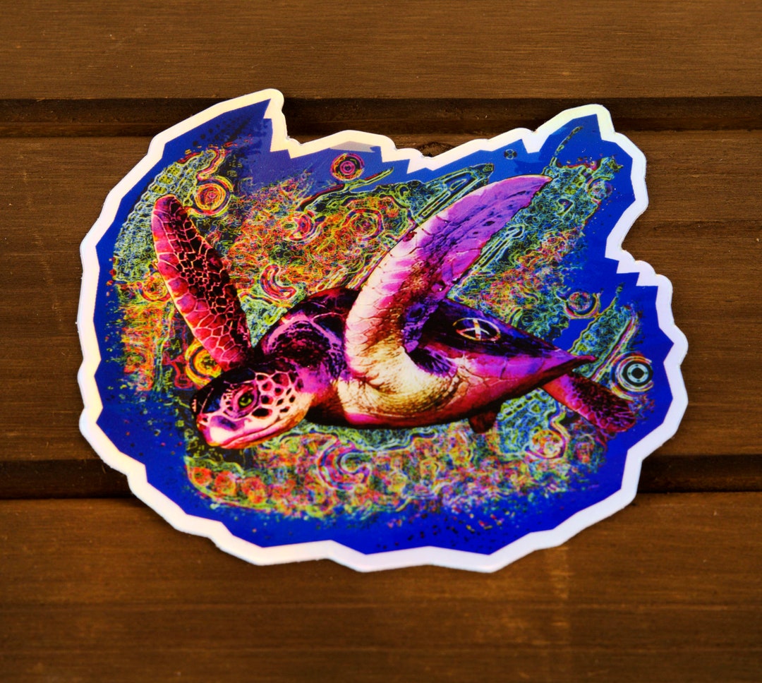 Sea Turtle Sticker, Hologram Stickers, Laptop Decals, Suncatcher ...