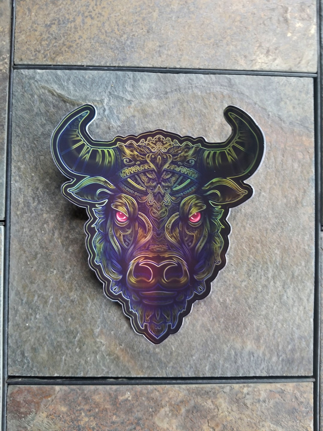 Bull Stickers, Hologram Stickers, Laptop Decals, Suncatchers, Trippy ...