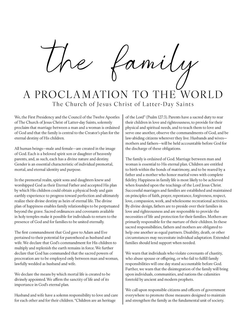The Restoration Proclamation Printable, LDS Digital Downloads, the ...