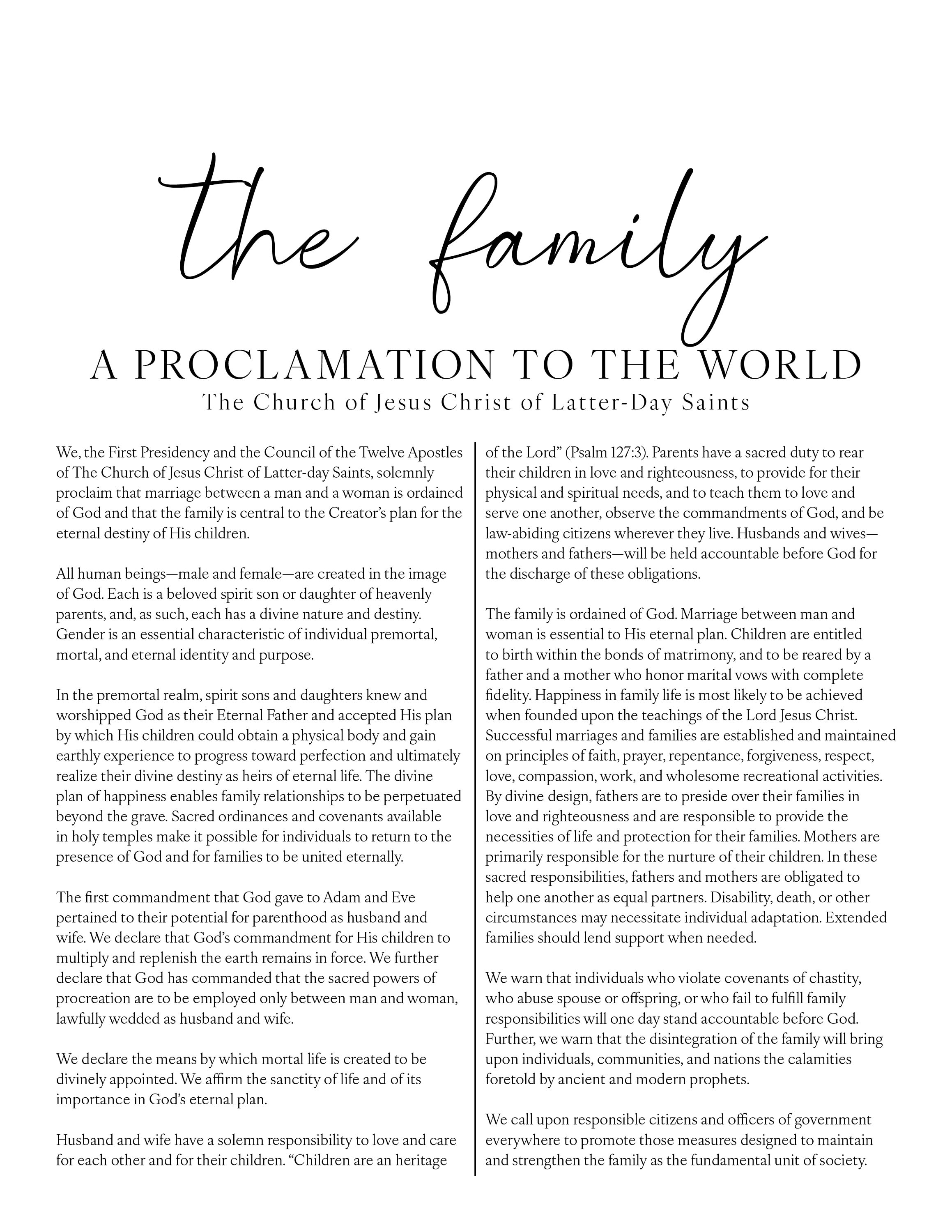 The Restoration Proclamation Printable, LDS Digital Downloads, the ...