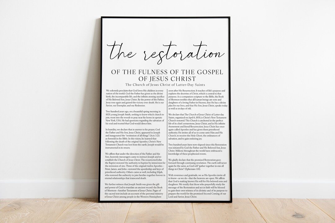 The Restoration Proclamation, LDS Digital Downloads, the Restoration ...
