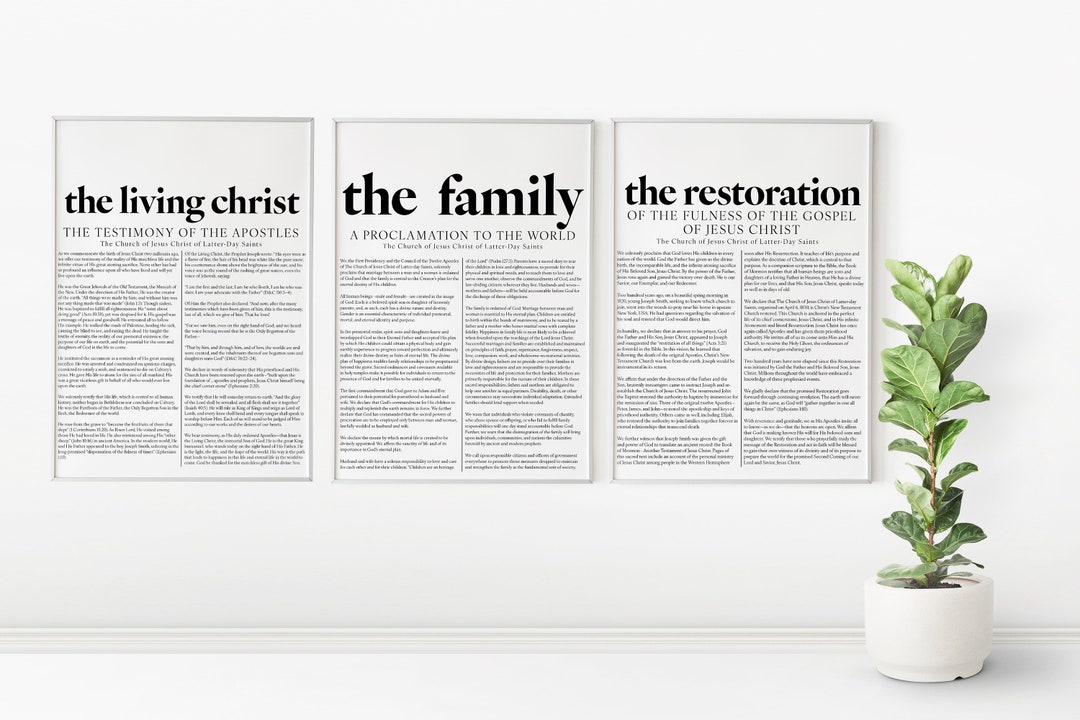 The Living Christ Print, the Family Proclamation, the Restoration ...