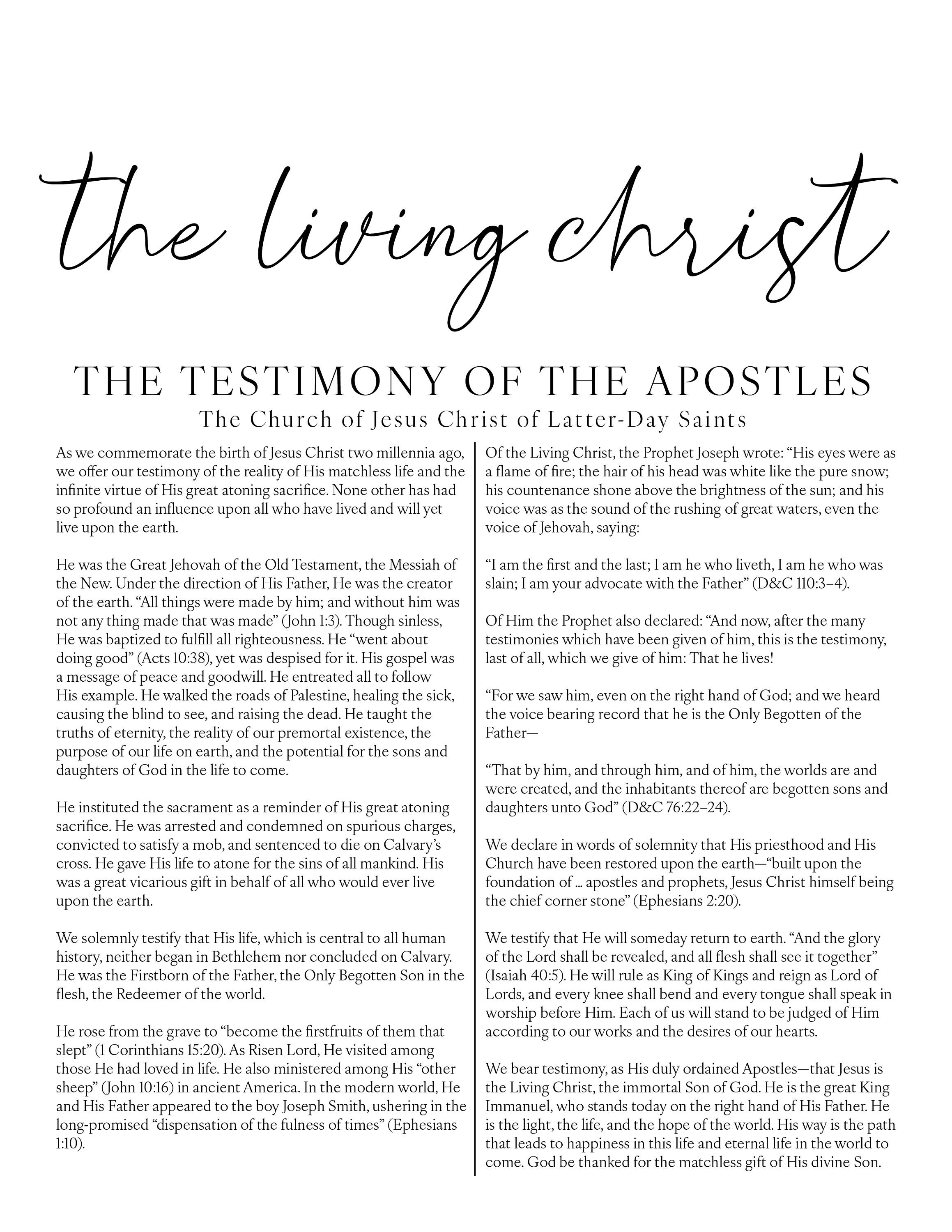 The Restoration Proclamation Printable, LDS Digital Downloads, the ...