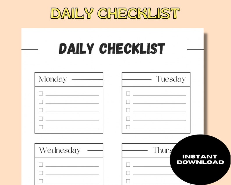 Daily Check-list Planner ADHD Planner Weekly Planner - Etsy