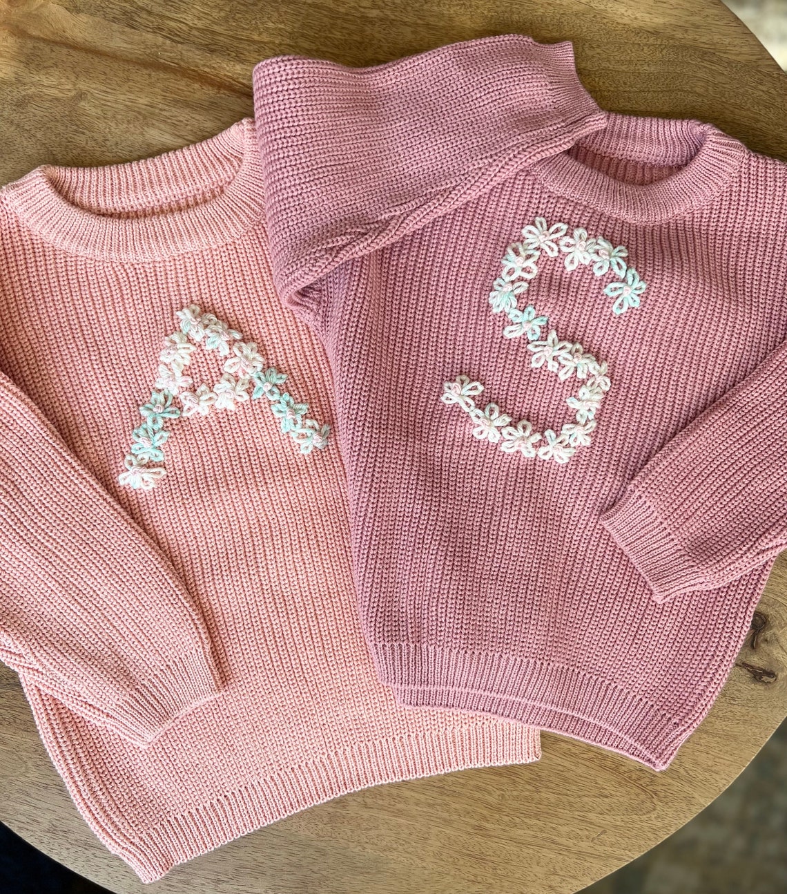 Floral Initial Sweater, Custom Knit Sweater, Hand Embroidered Letter ...