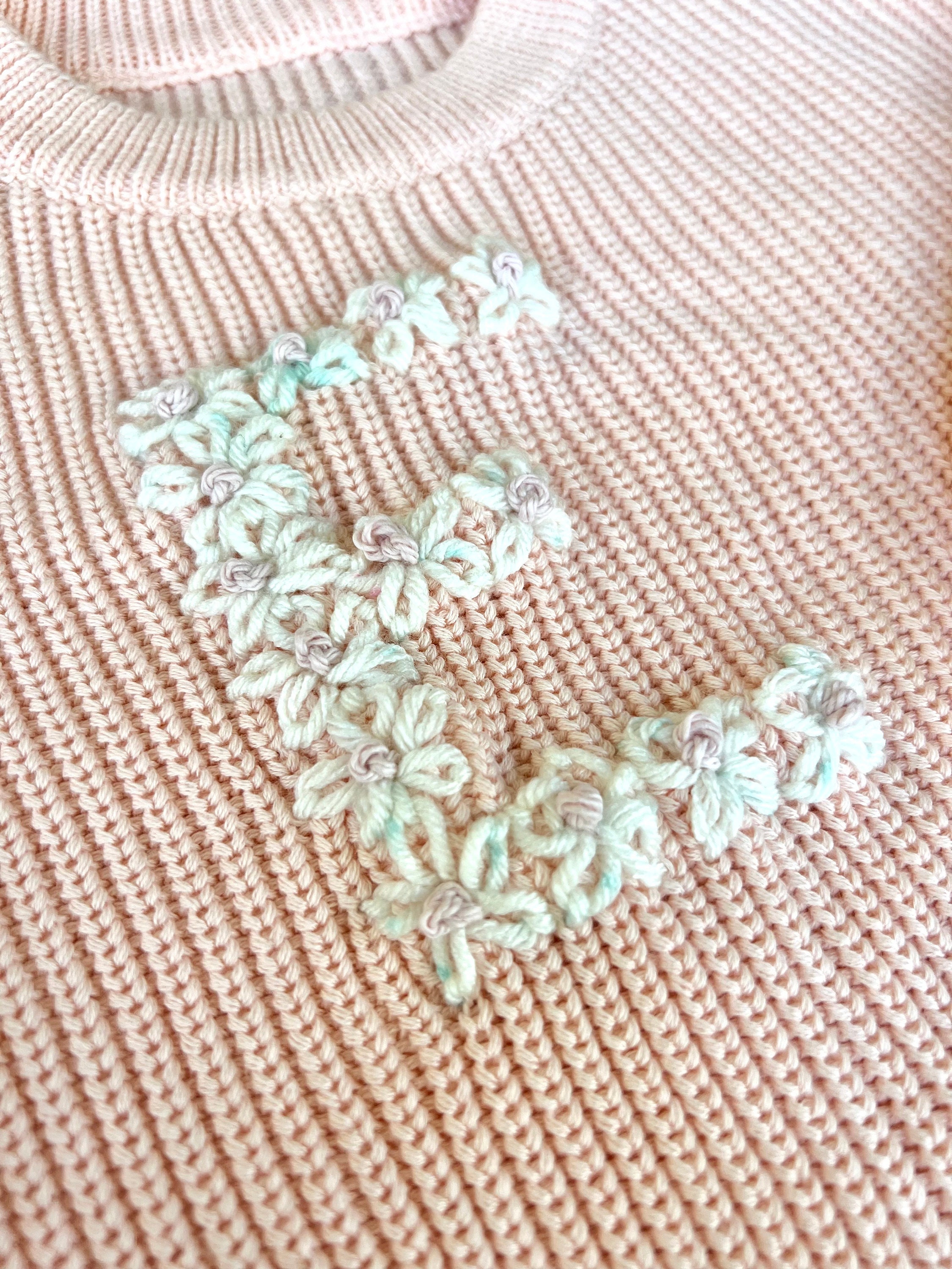 Floral Initial Sweater, Custom Knit Sweater, Hand Embroidered Letter ...