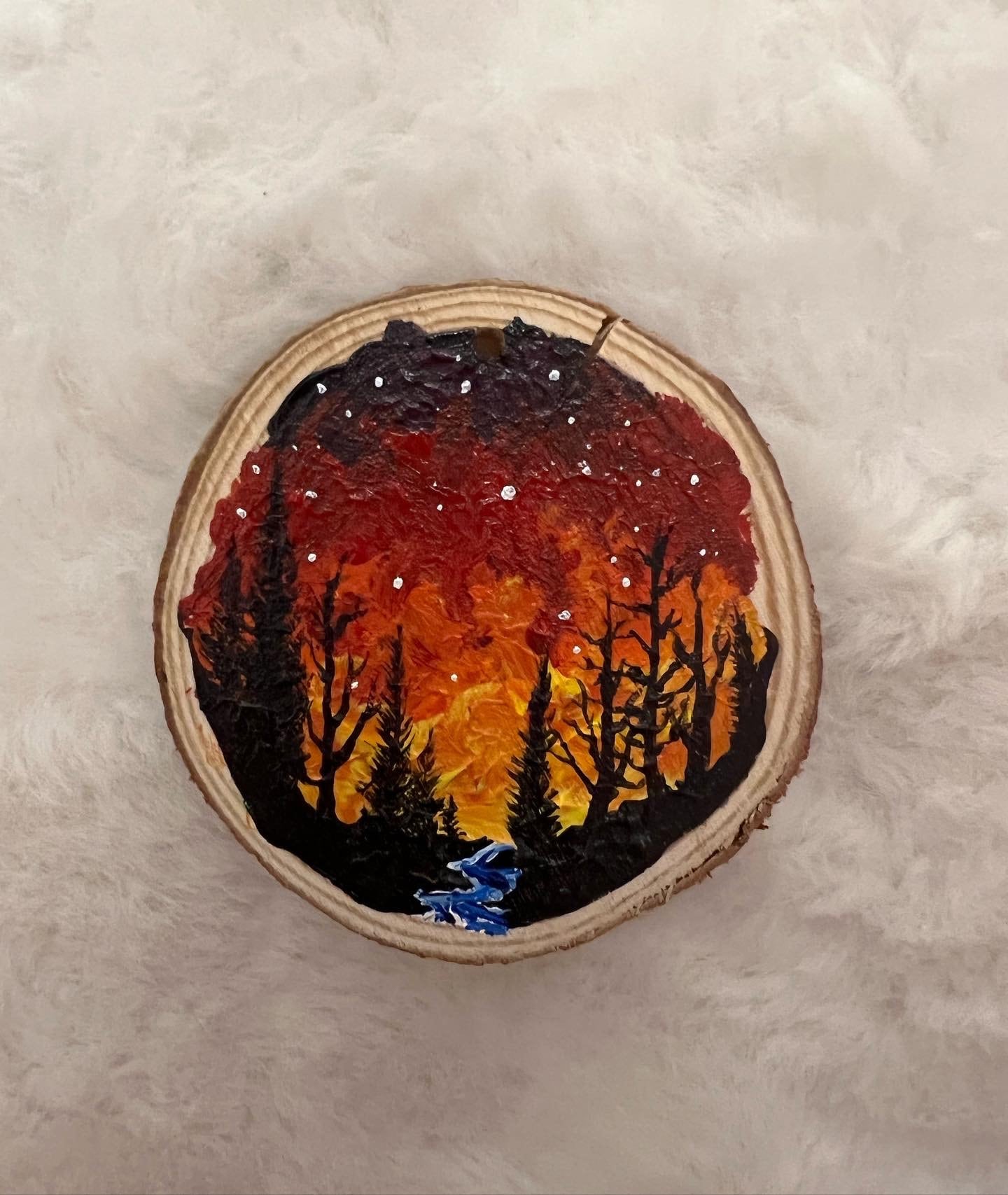 Painted Tree Slice Ornament - Etsy