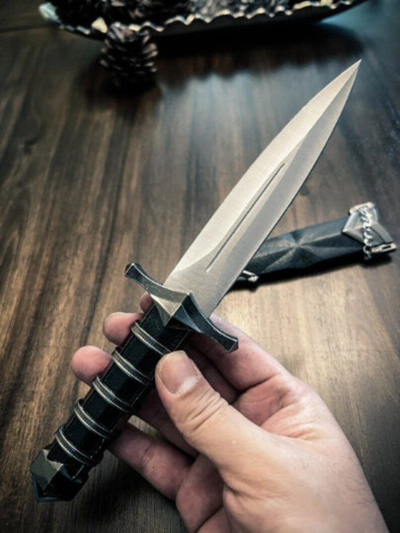 11 Double Edged Dark Assassin Dagger With Sheath Stainless Steel Etsy