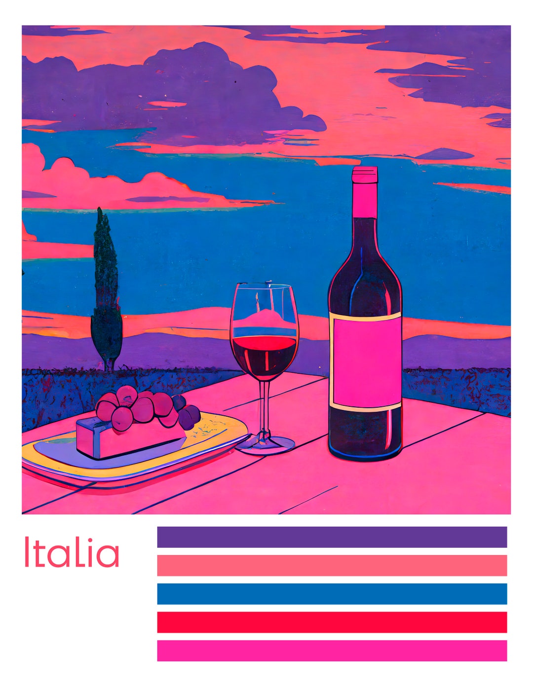 Pantone Italy Travel Digital Art, Trendy Pop Art Poster - Instant ...