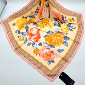 Italian Designer Floral Silk Twill Square Scarf 26x26 – Made in Italy ...