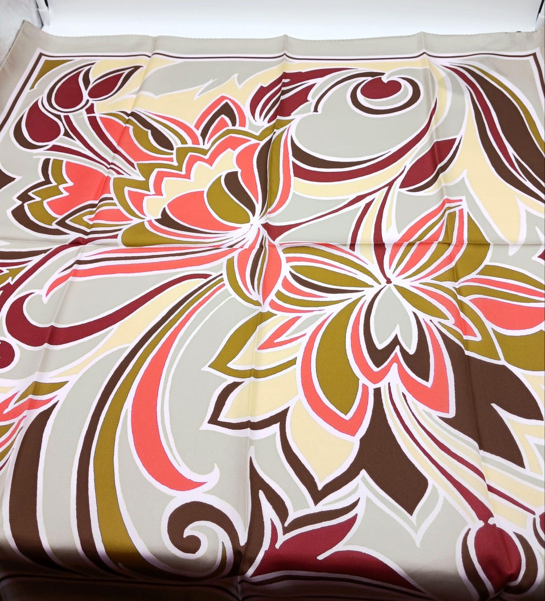 Italian Floral Design Silk Twill Square Scarf 35x35 – Made in Italy ...